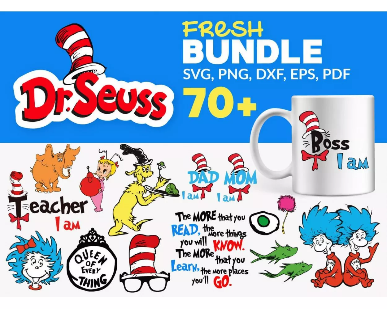 Dr Seuss SVG Cut Files, Dr Seuss PNG Designs, Layered Svg | Inspire Uplift