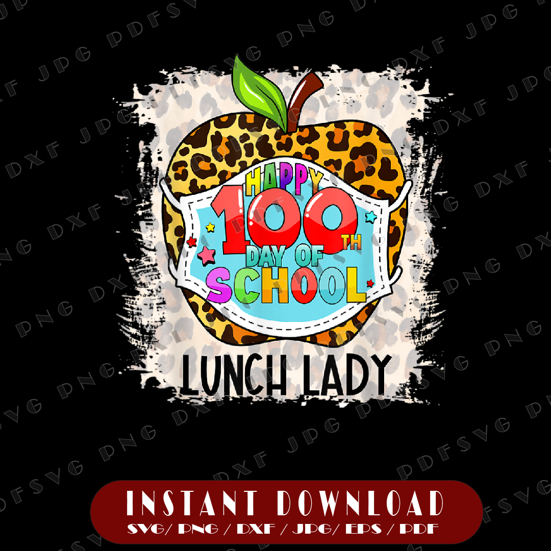 Lunch Lady Life Happy 100th Day Of School Face Mask Leopard | Inspire ...