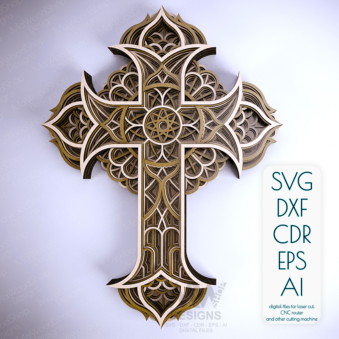 Multilayer Cross, Laser cut Cross, Cricut Cross SVG, 3D Cros | Inspire ...