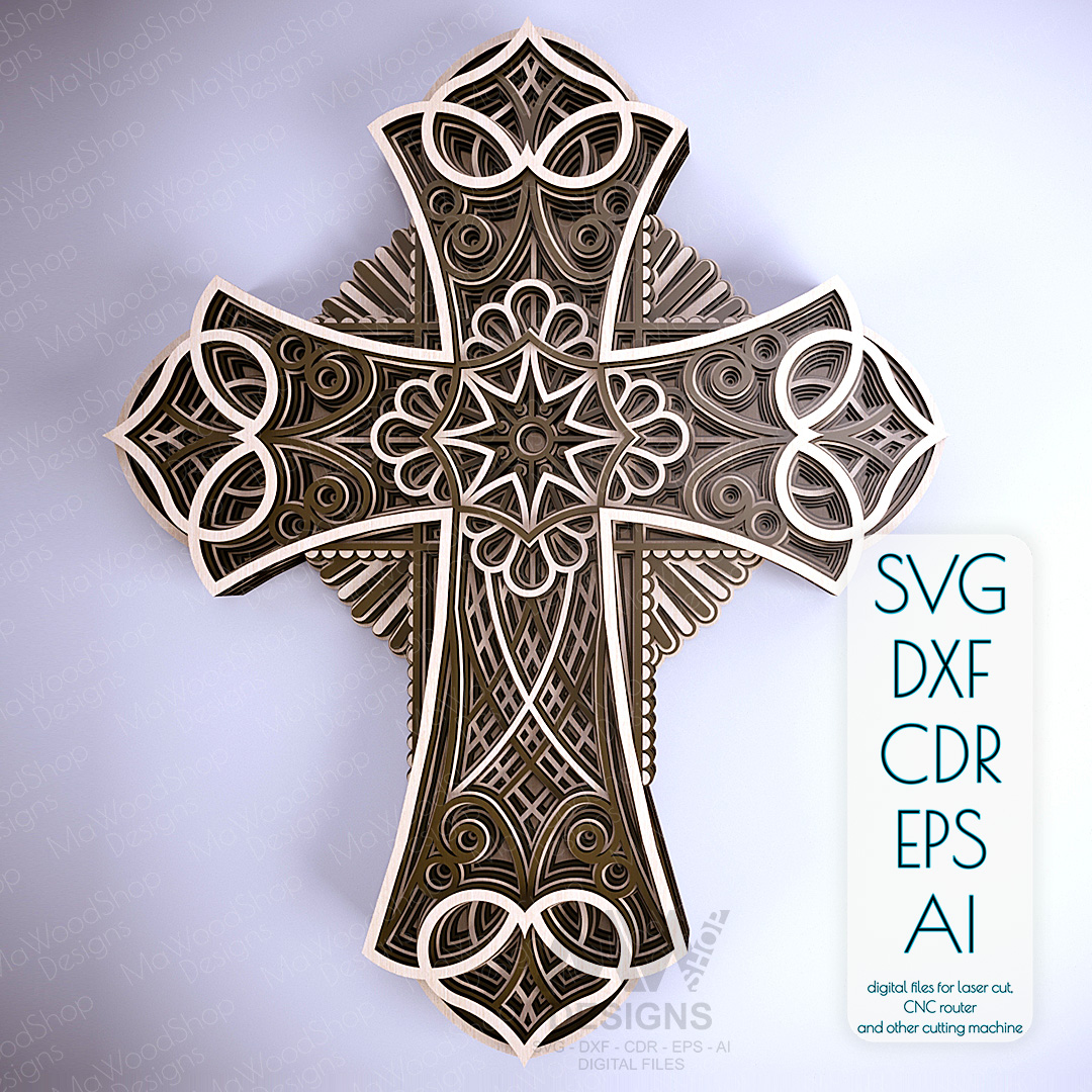 Multilayer mandala Cross, Laser cut Cross, Cricut Cross SVG, - Inspire ...