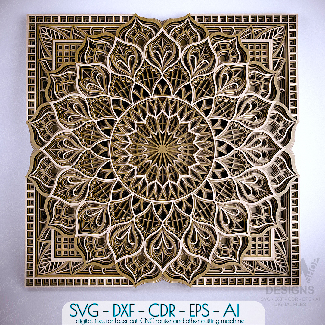 Laser cut Mandala svg dxf, Layered Mandala pattern for cutti | Inspire ...