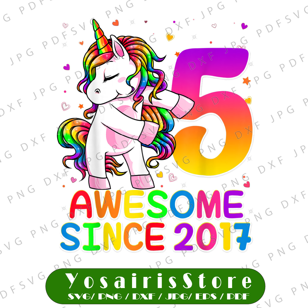 5 Years Old Unicorn Png, 5th Birthday Girl Unicorn Party Png | Inspire Uplift