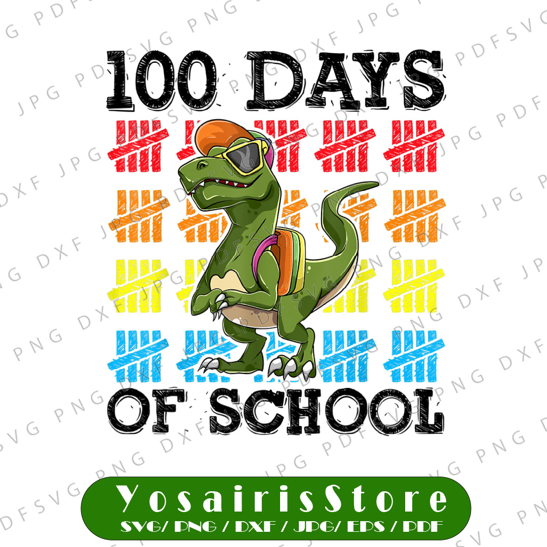 T Rex Dinosaur 100 Days Of School Png, Kids Boys T-Rex PNG, - Inspire ...