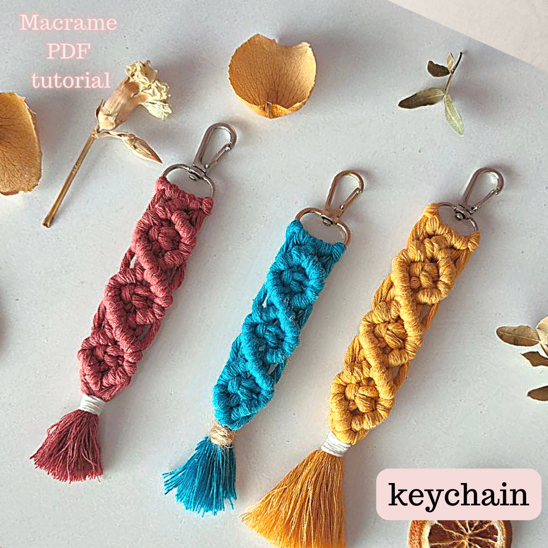Macrame Keychain Pattern PDF Lanyard Boho Keychain Modern Ma - Inspire ...