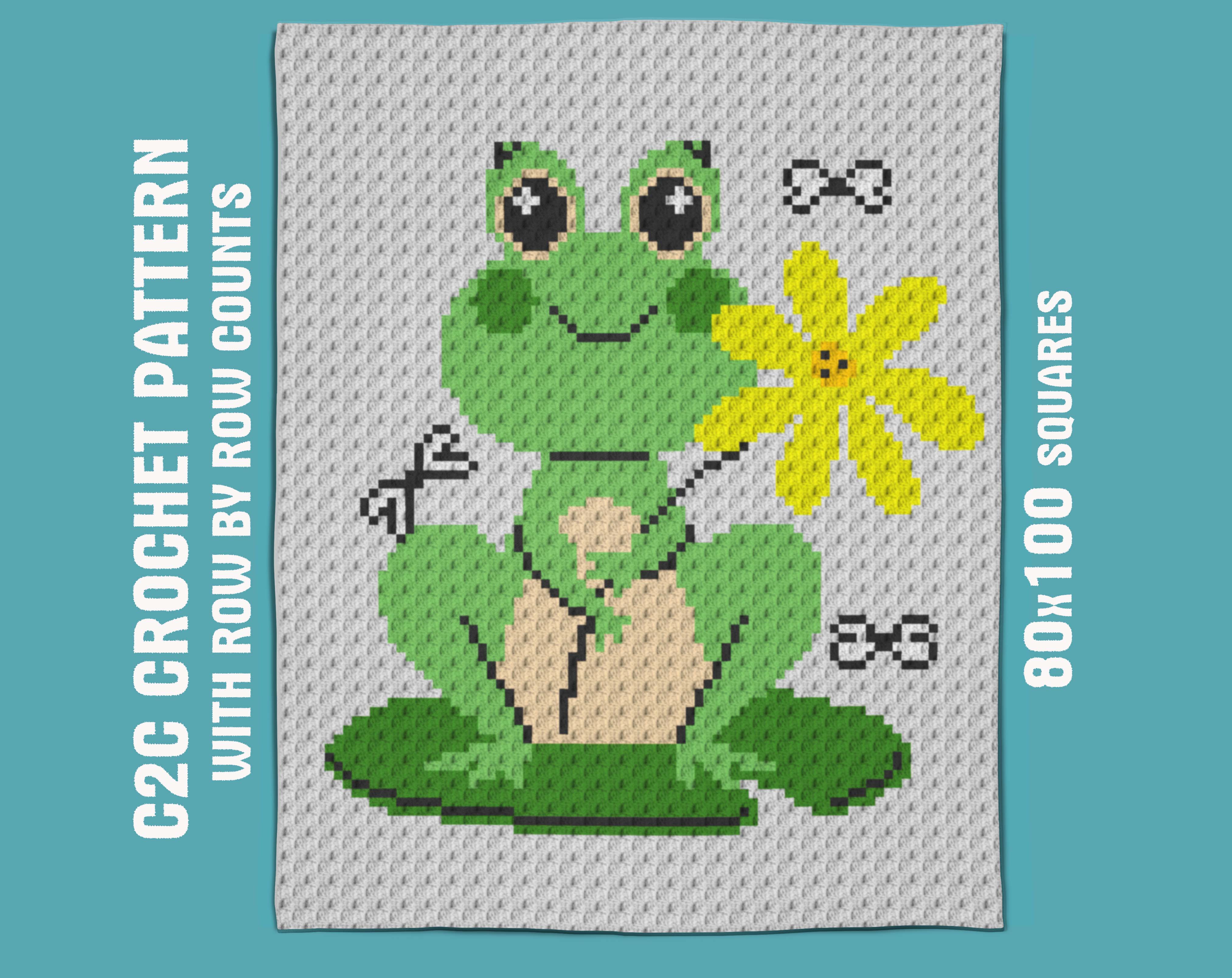 C2C balnket pattern with cute frog | Inspire Uplift