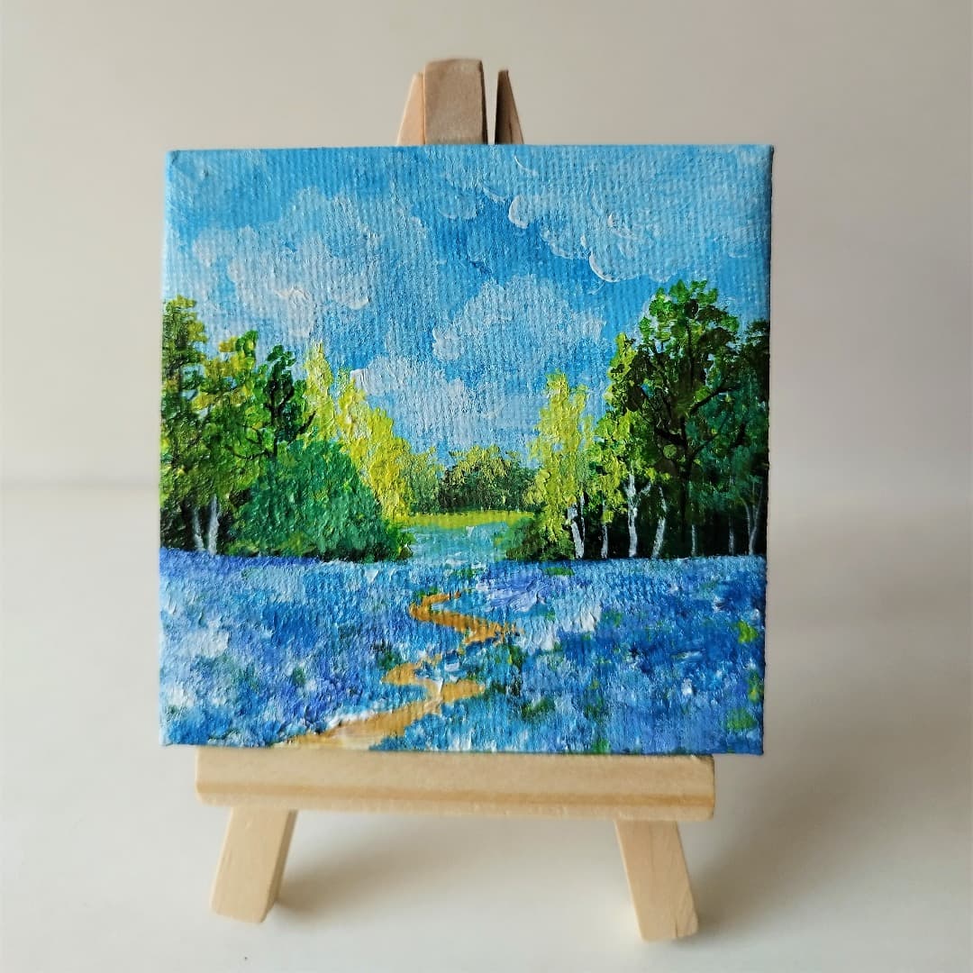 Small Acrylic Landscape Paintings Small Landscape Painting Forest,