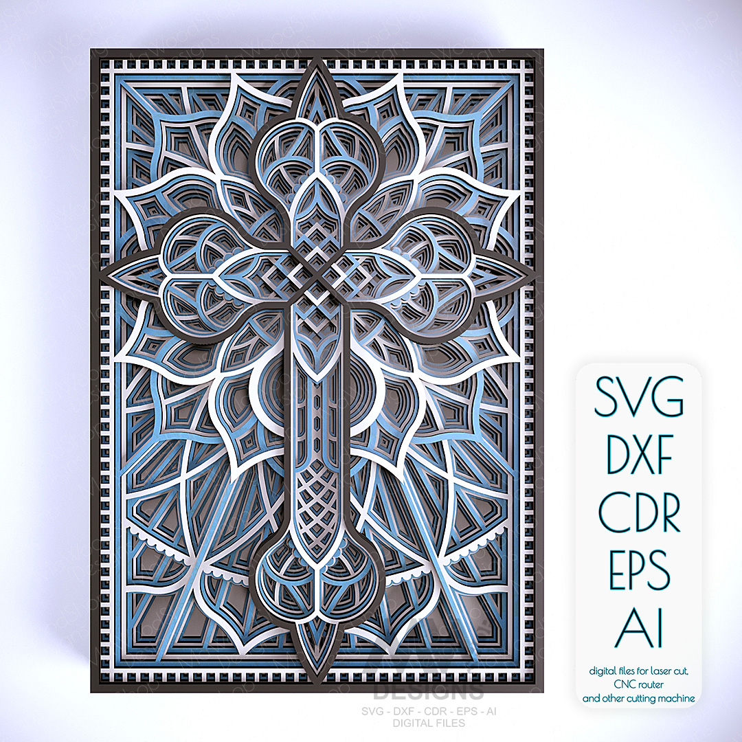 Religious Cross symbol, Multi-layer Cross svg dxf, Cricut Cr | Inspire ...