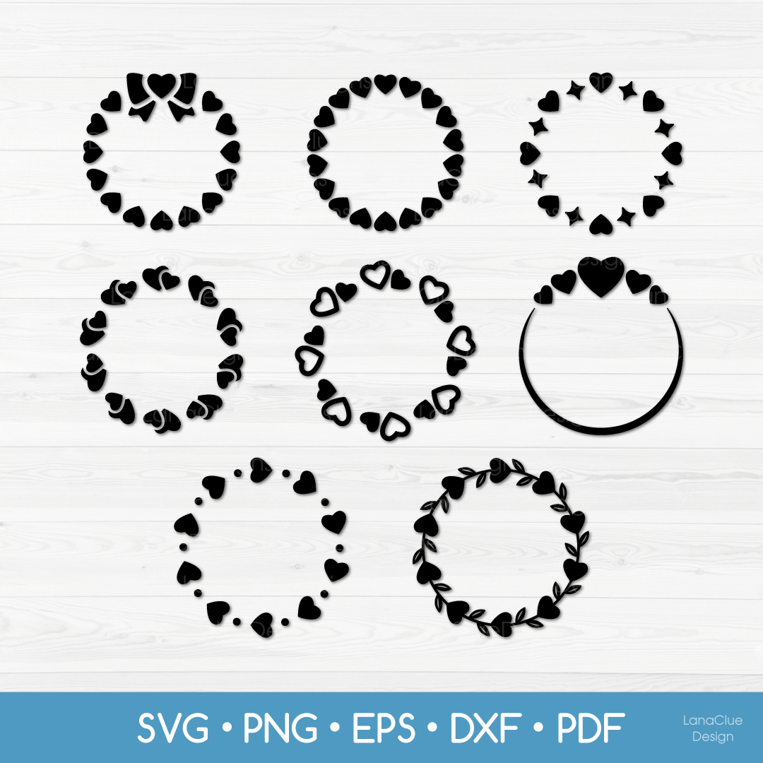 8 Circle Heart Frames SVG - Valentine's Day frame SVG - Hear | Inspire ...