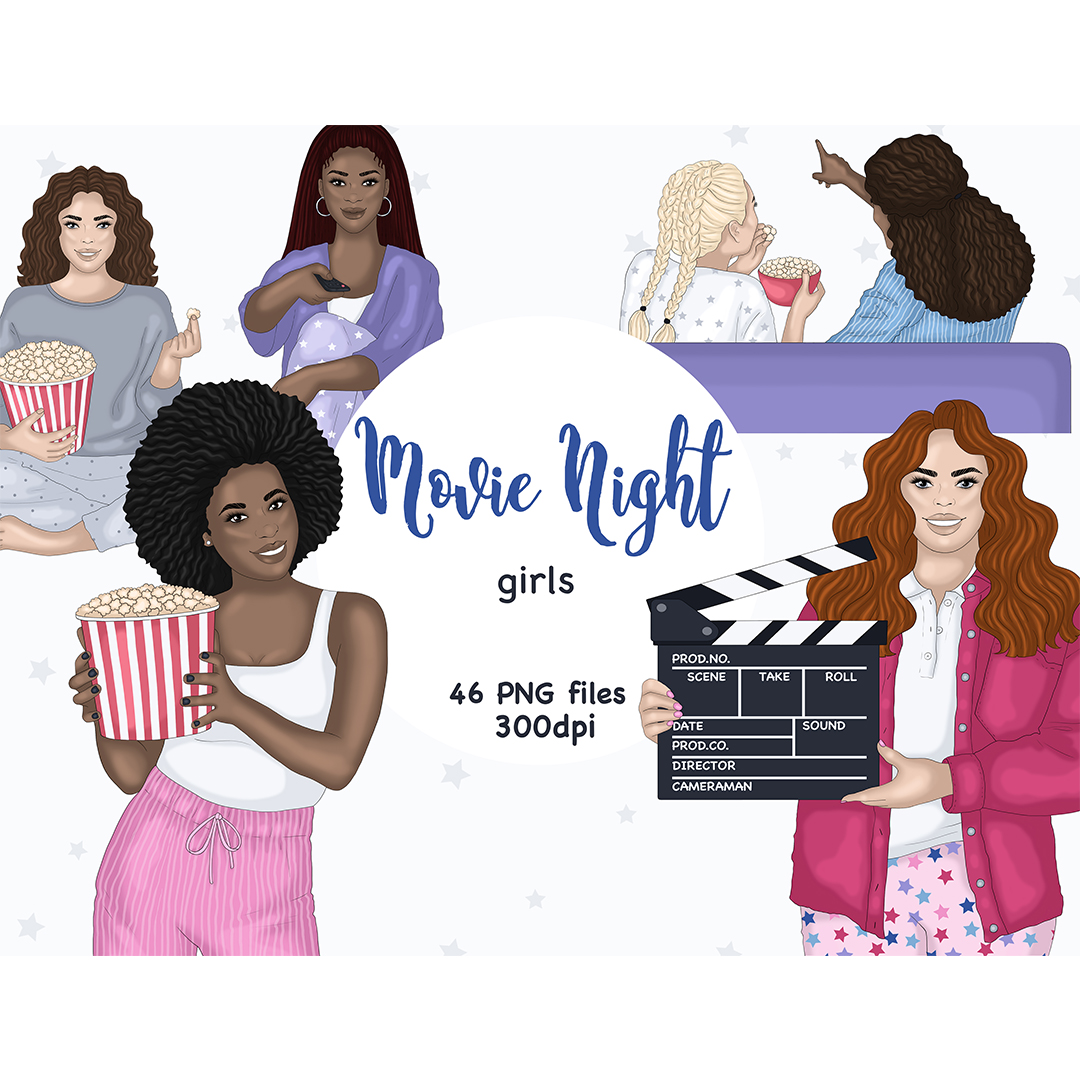 Movie Night Girl Clipart | Best Friends Clipart - Inspire Uplift