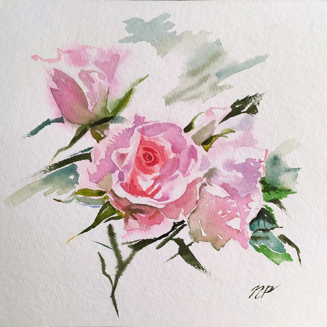 Rose Painting Floral original art 6 by 6 Pink Flower waterco | Inspire ...