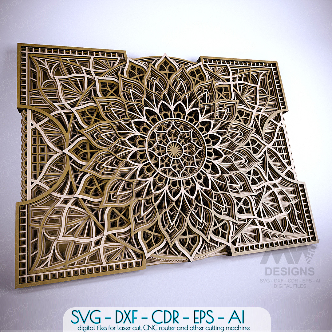 Mandala Multi Layer Svg vector template, 3D Mandala SVG DXF, | Inspire ...