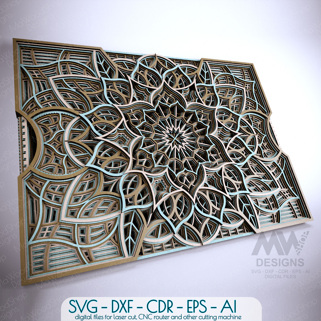 Multi layer Mandala Svg Dxf, Laser cut Mandala patern, 3D Ma - Inspire Uplift
