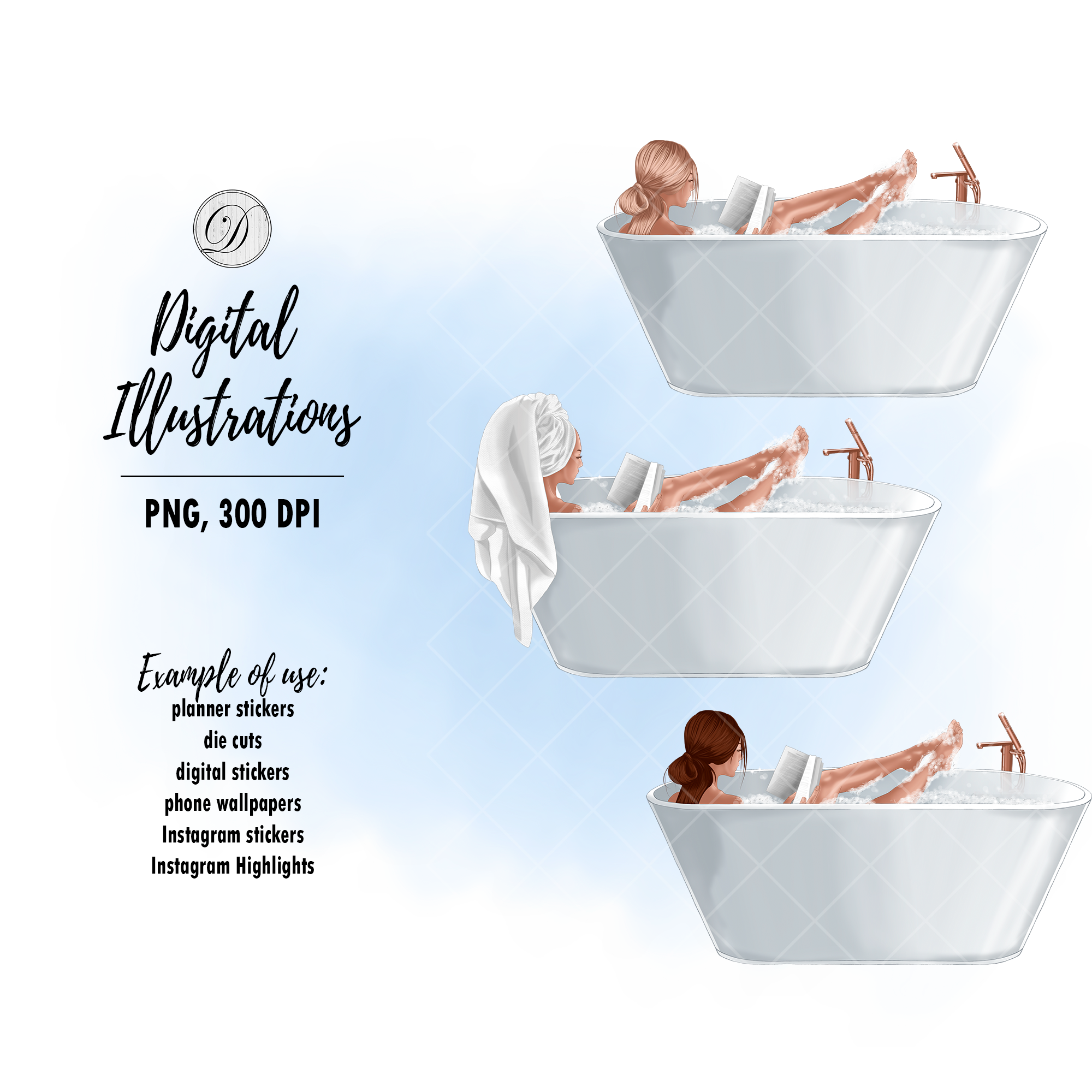 Girl in the bathroom clipart, self care illustrations, Stay | Inspire ...