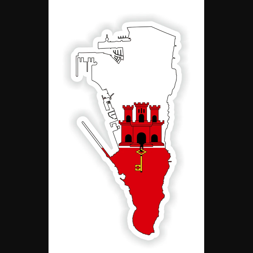 Gibraltar Map Flag Silhouette Sticker For Laptop Book Fridge Inspire