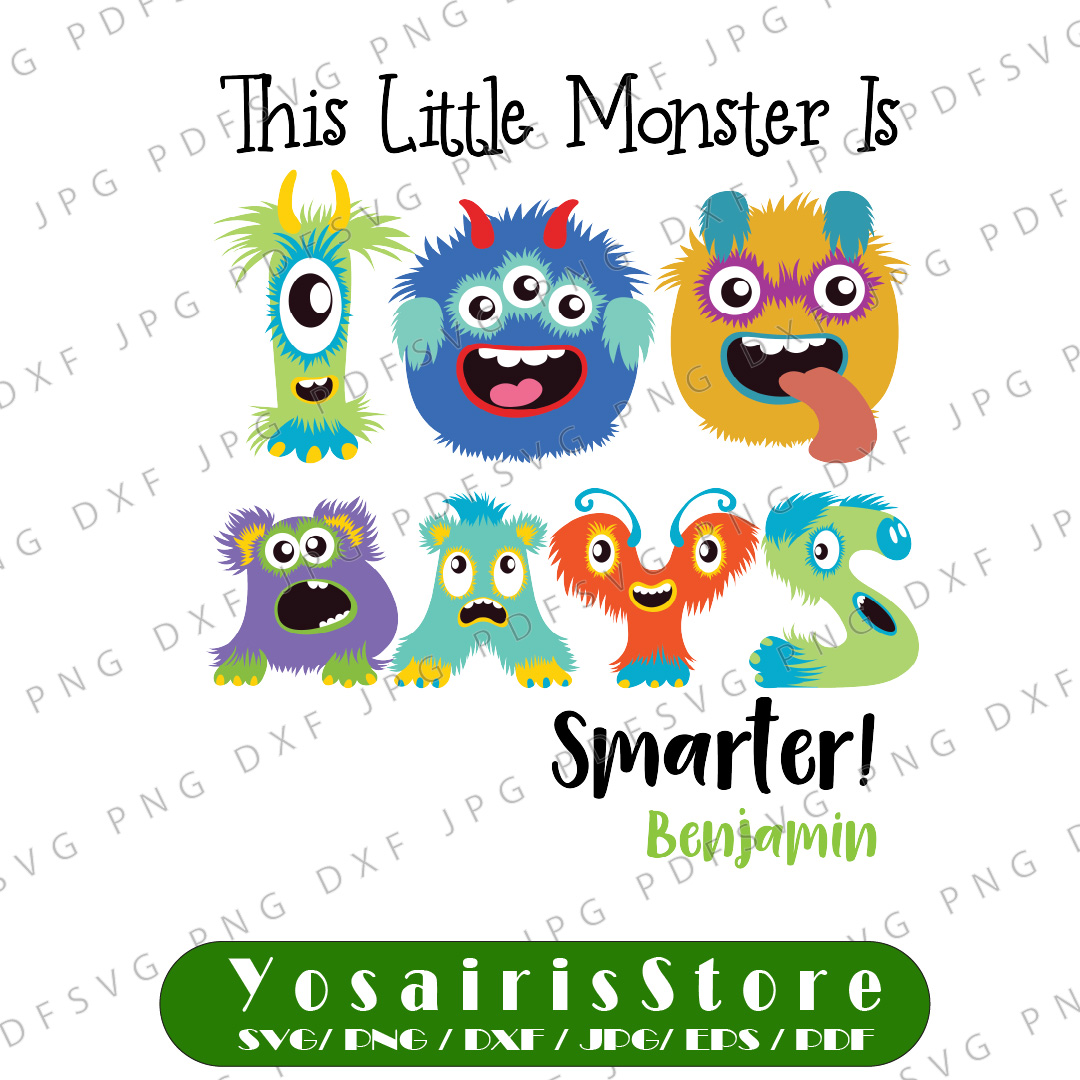 Personalized Monster 100 days of school Kids PNG - 100 Days | Inspire ...