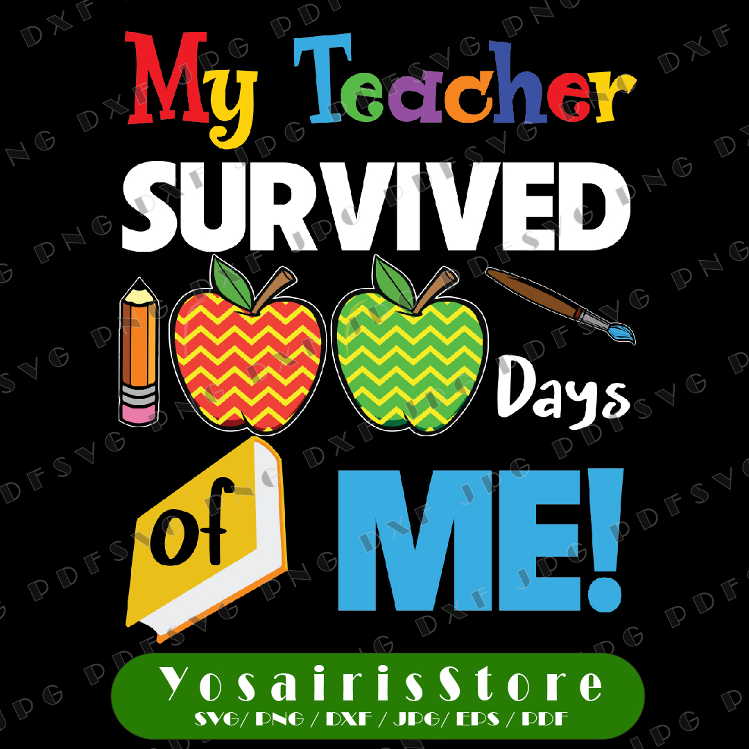 My Teacher Survived 100 Days Of Me Svg, Funny svg, 100th Day | Inspire ...