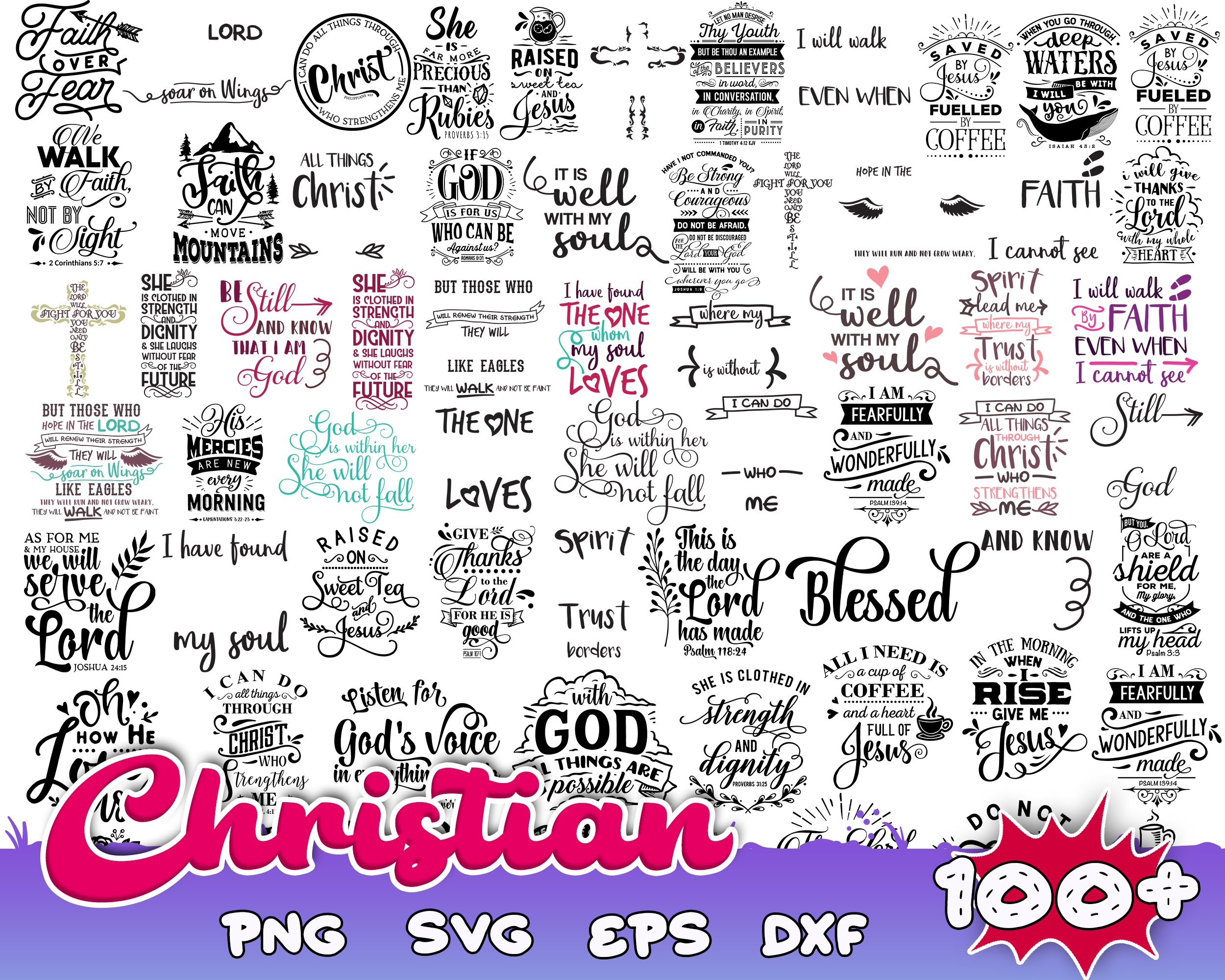 100 Christian Svg, Christian Svg Bundle, Faith Svg, Religiou - Inspire ...