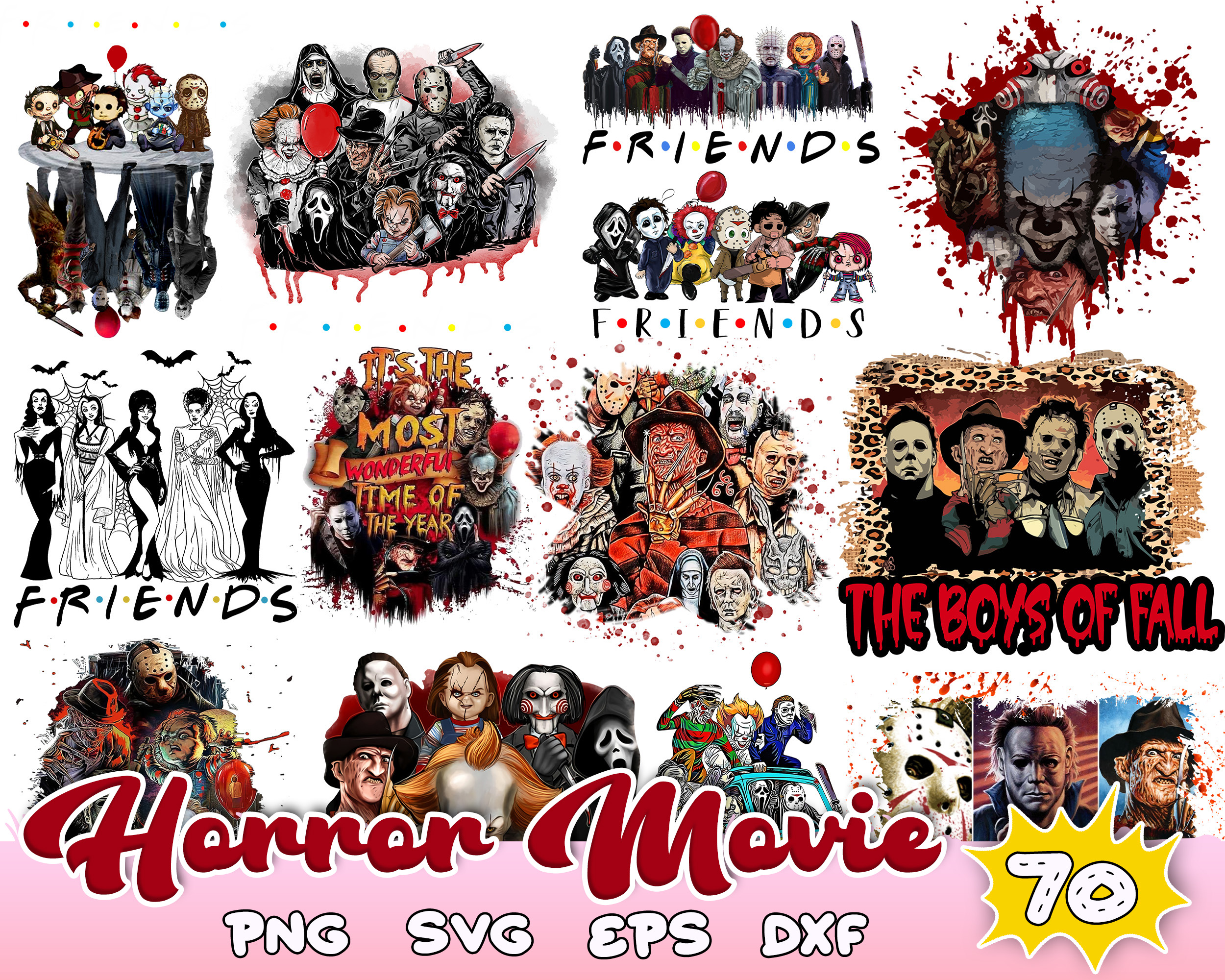 70 Halloween Horror Characters Bundle PNG, Serial Killers, H - Inspire ...