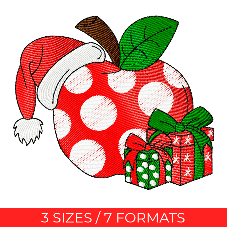 Christmas apple, Embroidery design, Embroidery file, Pes emb | Inspire ...