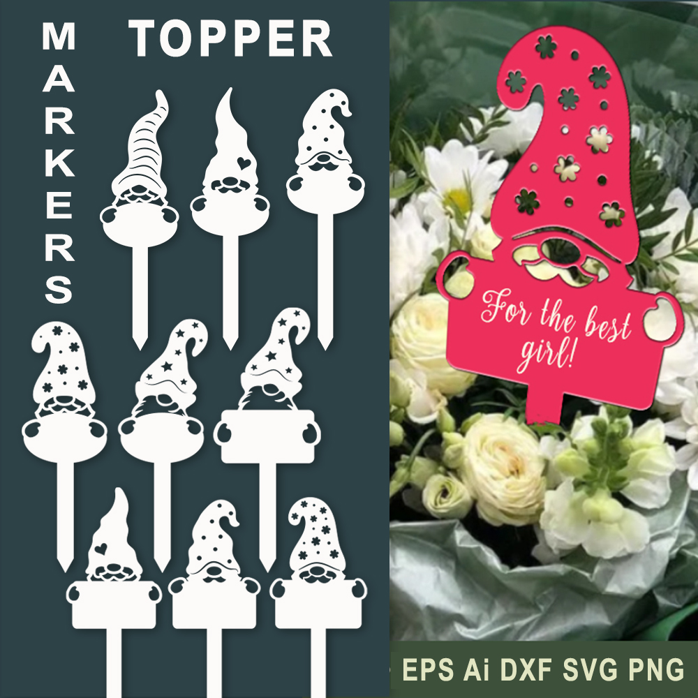 Markers/toppers Gnome with a banner. SVG. Files to cut | Inspire Uplift
