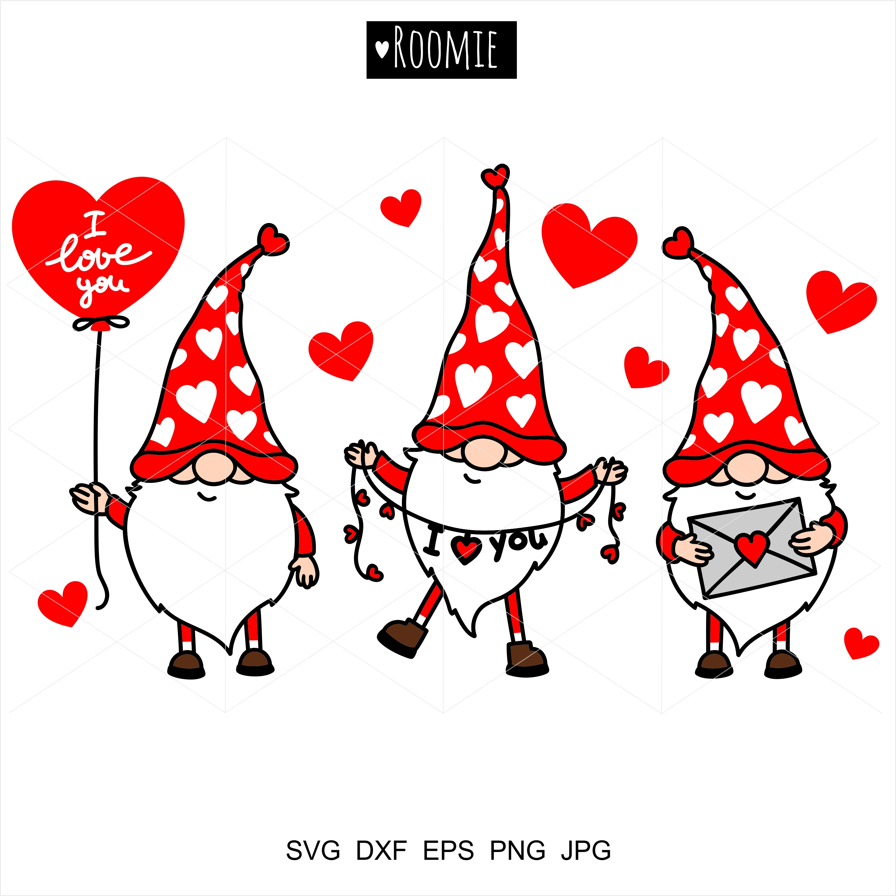 Valentine Gnomes Clipart Svg, Scandinavian Gnome Svg, i love - Inspire ...