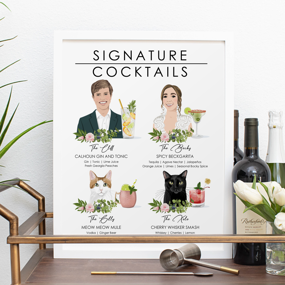 Printable His and Hers Signature Drink Wedding Bar Sign. Cus - Inspire ...