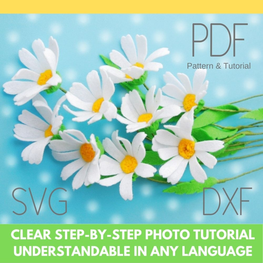 Felt Daisy flower pattern PDF | Inspire Uplift
