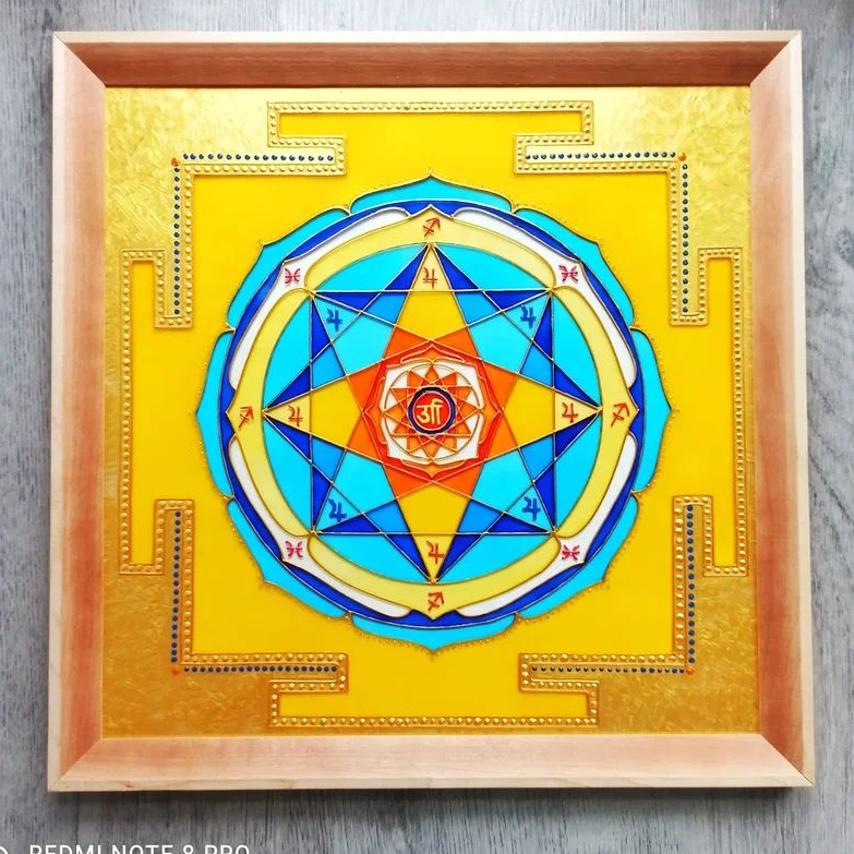 Stained glass Jupiter yantra Guru yantra Mandala Buddha | Inspire Uplift