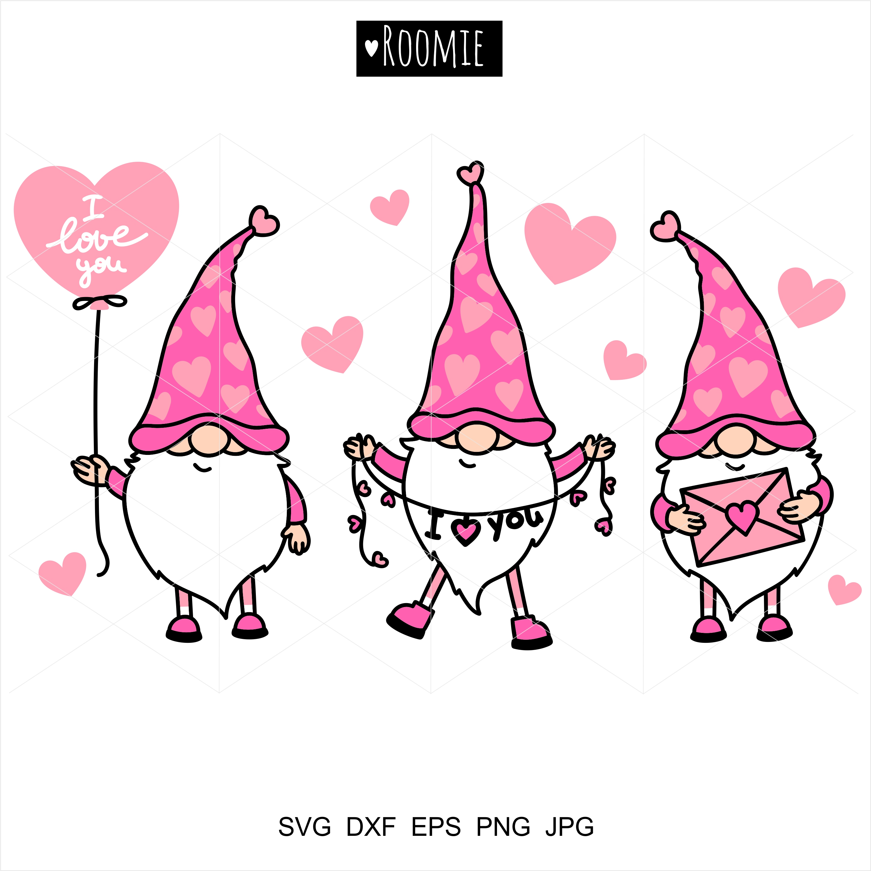 Valentine Gnomes Clipart Svg, Scandi Gnome Svg, i love you s | Inspire ...