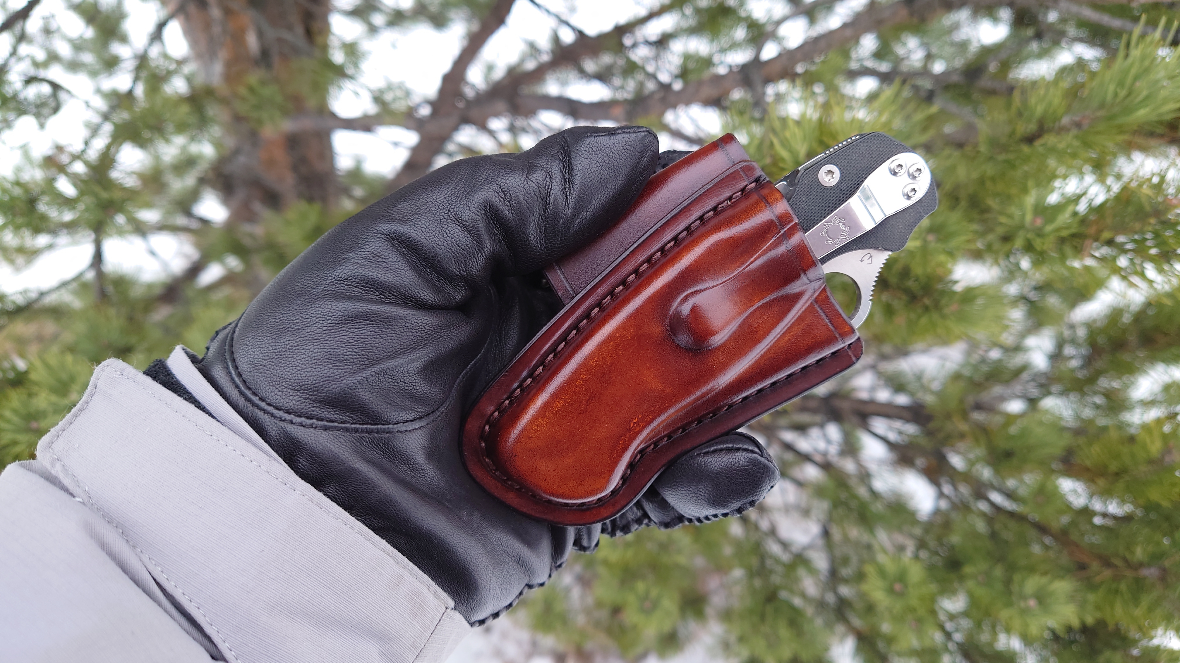 Horizontal Leather sheath for folding knife Spyderco Paramil - Inspire ...
