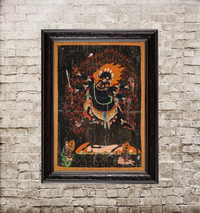A black devil. Tibetan thangka print. 596 | Inspire Uplift