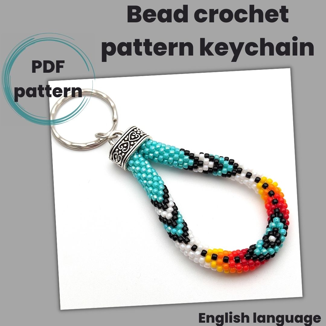 Bead crochet pattern, PDF pattern, Pattern keychain, Turquoi | Inspire ...