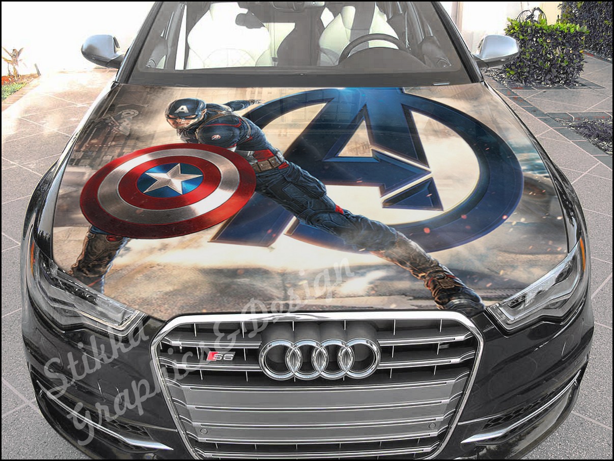 Vinyl Car Hood Wrap Full Color Graphics Decal Captain Americ | Inspire ...