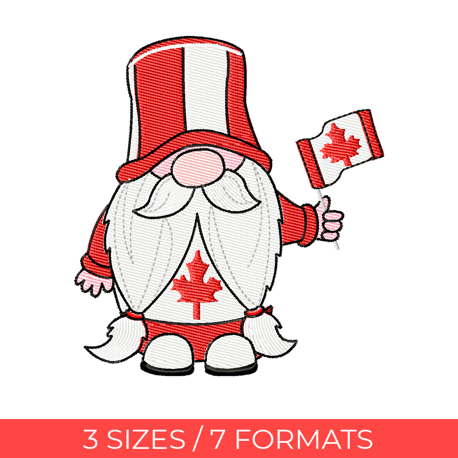 Canada Day gnome, Embroidery design, Canada Day embroidery, - Inspire ...