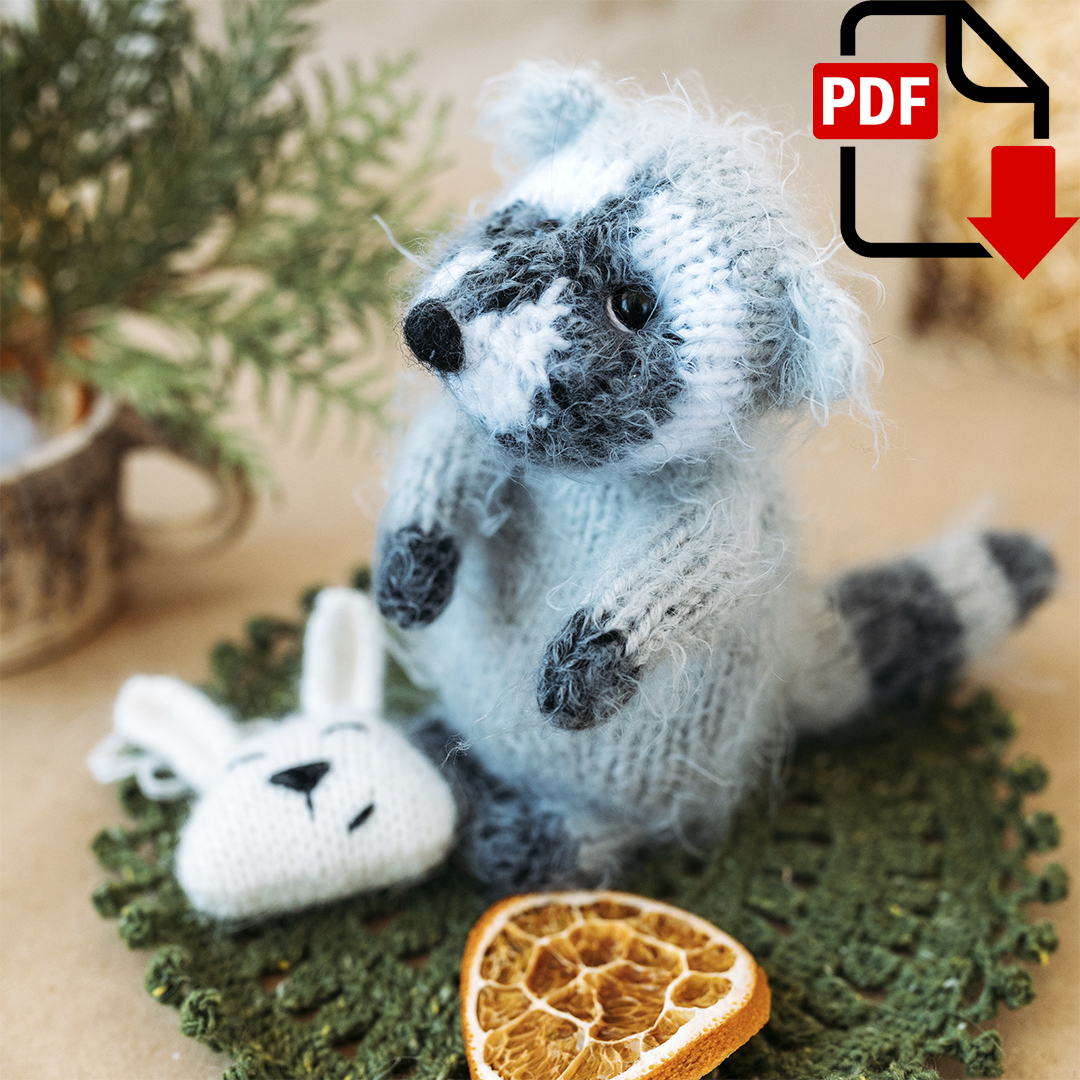 Mini Raccoon knitting pattern. Little knitted realistic racc | Inspire ...