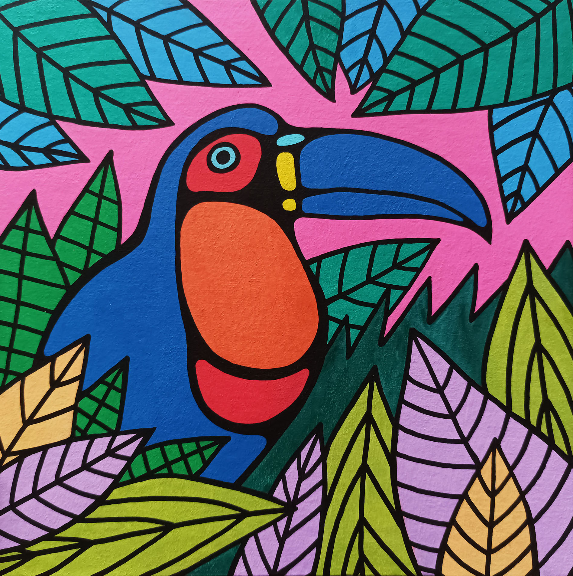 Toucan Painting Folk Art Bird Original Art 8" x 8" by NikaD - Inspire ...