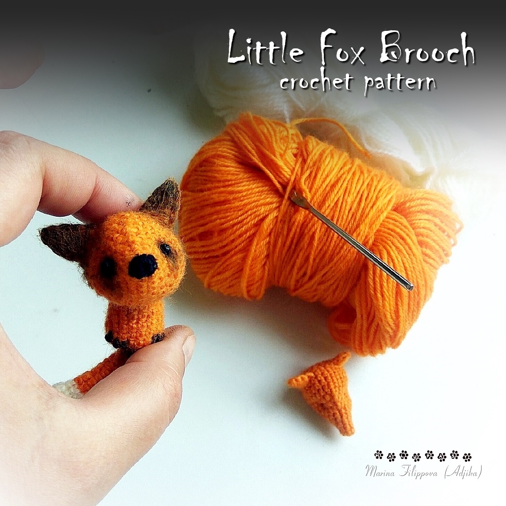 Fox crochet pattern, cute amigurumi brooch, red fox tutorial | Inspire ...