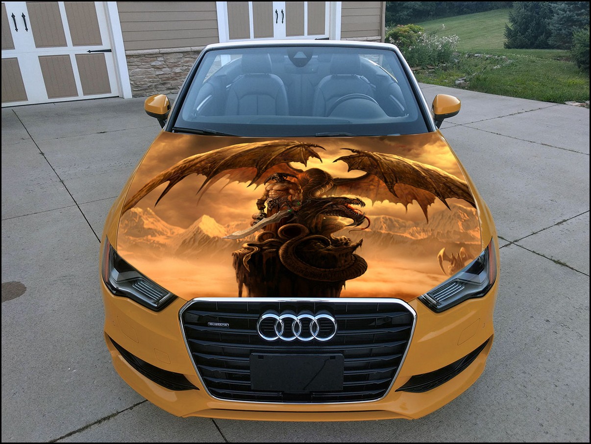 Vinyl Car Hood Wrap Full Color Graphics Decal Dragon and War - Inspire ...