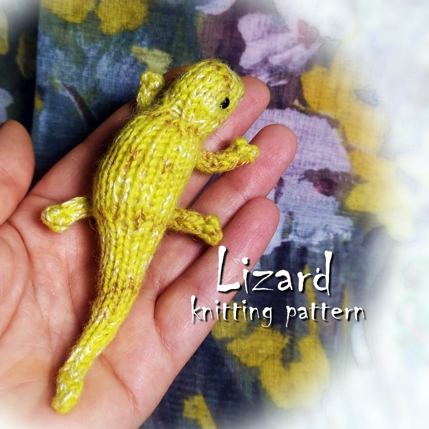 Lizard toy knitting pattern, cute amigurumi brooch, reptile | Inspire ...