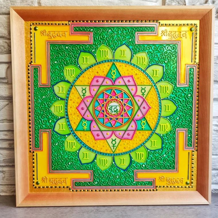 Mercury yantra Buddha Mandala glass art Meditation decor Vas | Inspire ...