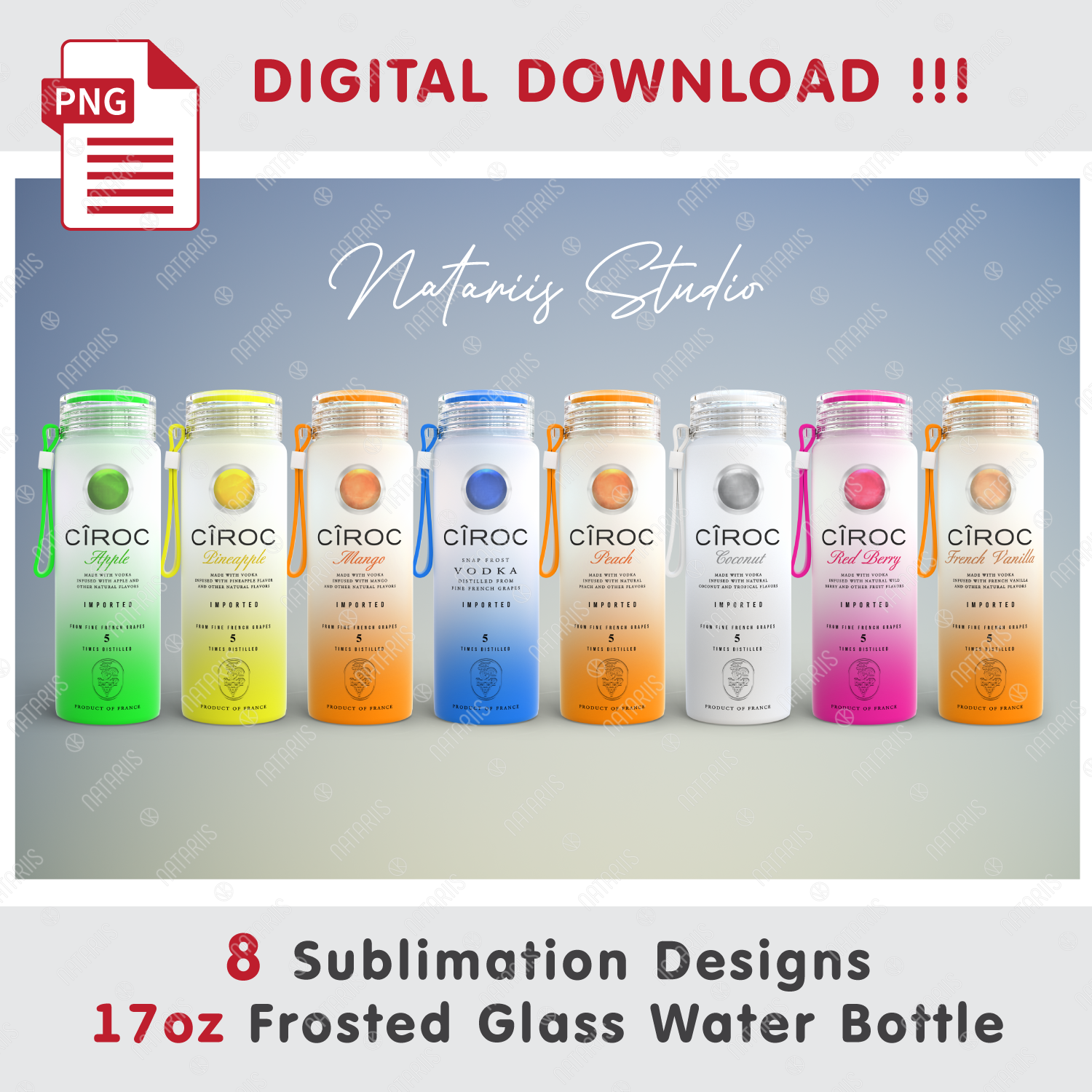 8 Ciroc Templates Seamless Sublimation 17 oz Frosted Bottle - Inspire ...