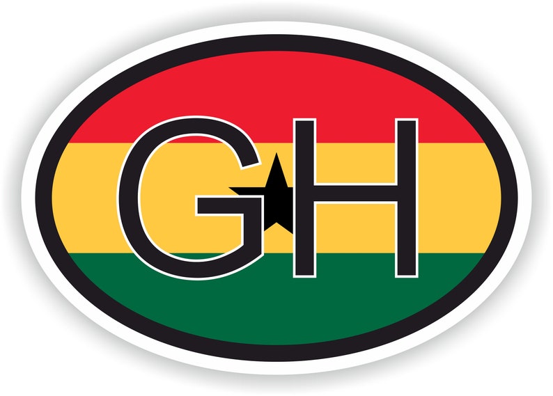 GHANA Country Code Oval Sticker with Flag for Bumper Laptop | Inspire ...