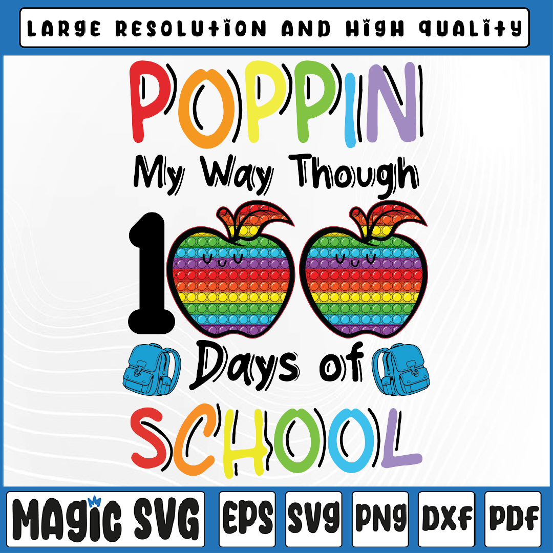Poppin 100 Days of School Png, Pop it Fidget Toy Popper Png, | Inspire ...
