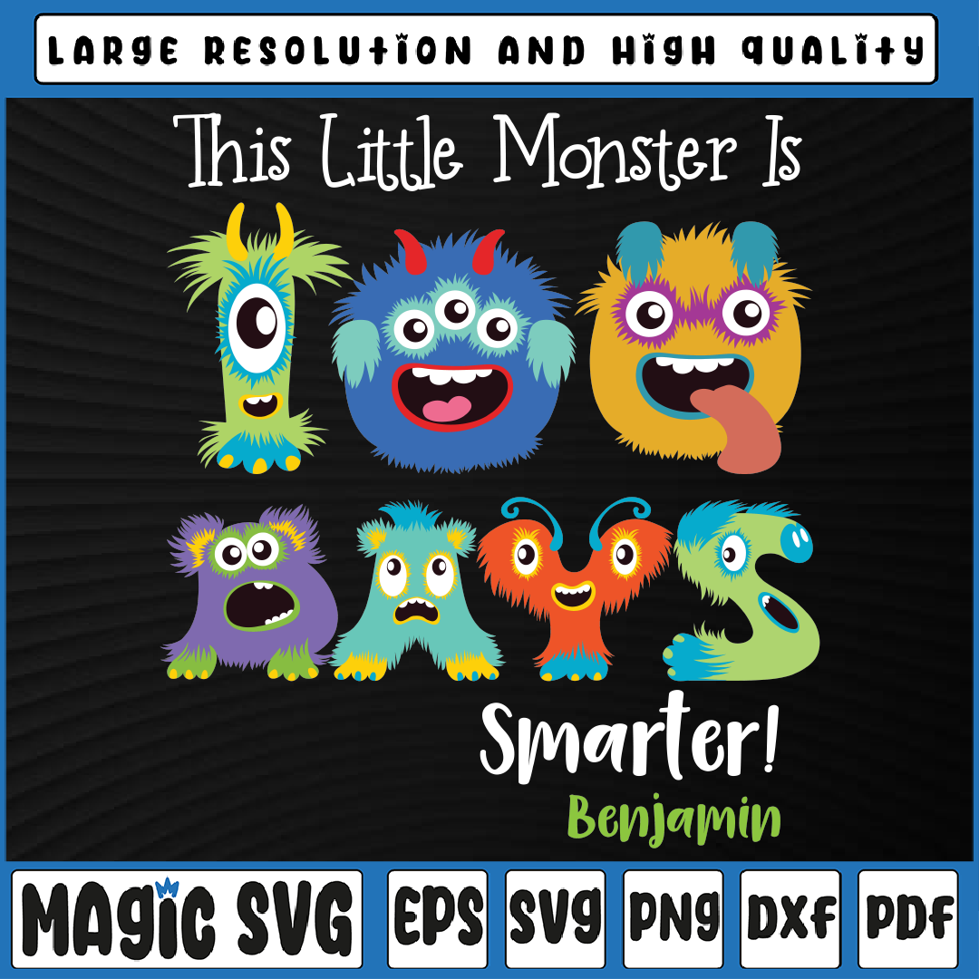 Personalized Monster 100 days of school Kids PNG - 100 Days | Inspire ...