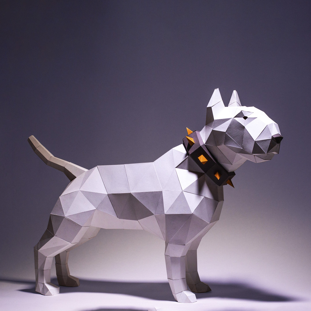 Bull Terrier Dog Paper Craft, Digital Template, Origami, PDF | Inspire ...