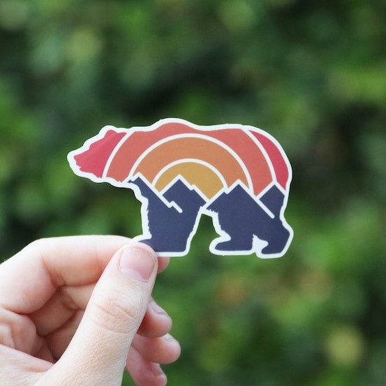 Adventure Grizzly Bear Sticker, Laptop, Waterbottle, Car Win | Inspire ...