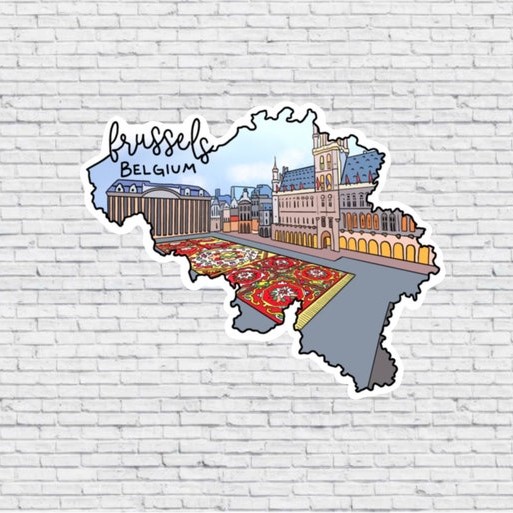 Brussels, Belgium Design Magnet / Vinyl Waterproof Sticker - Inspire Uplift