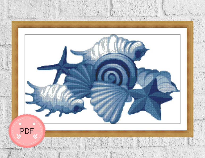 Seashell Cross Stitch Pattern, Instant Download, Ocean Life - Inspire ...