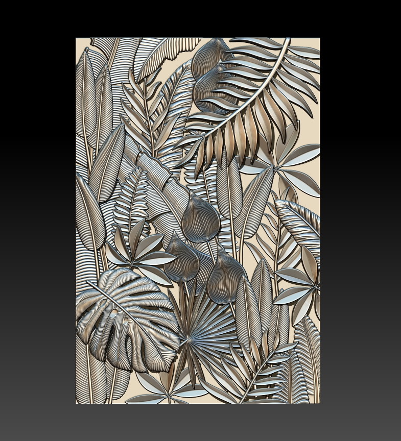 3d Model Stl Cnc Router File Bas Relief With Plant Leaves Inspire Uplift