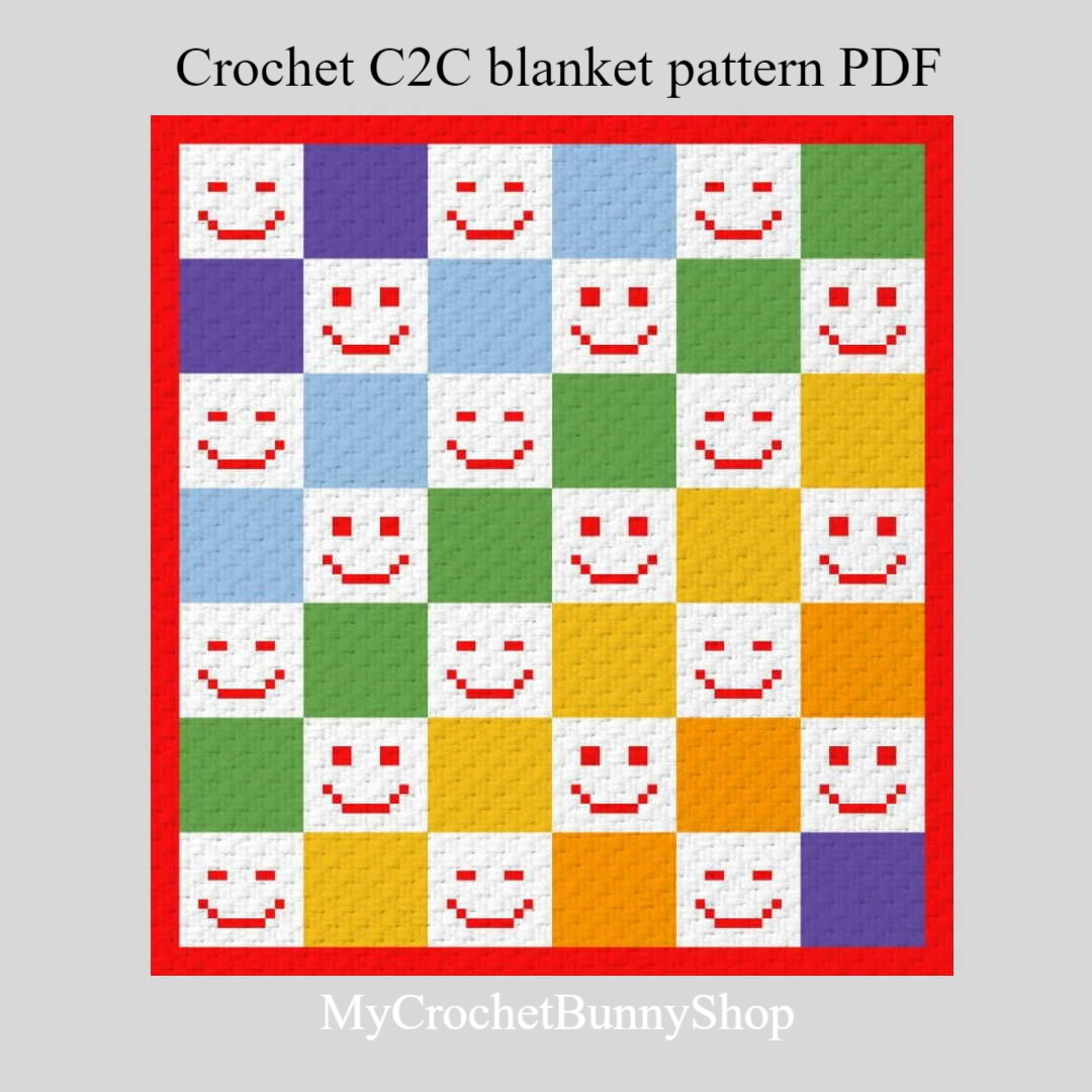 Crochet C2C Smiles blanket pattern PDF | Inspire Uplift
